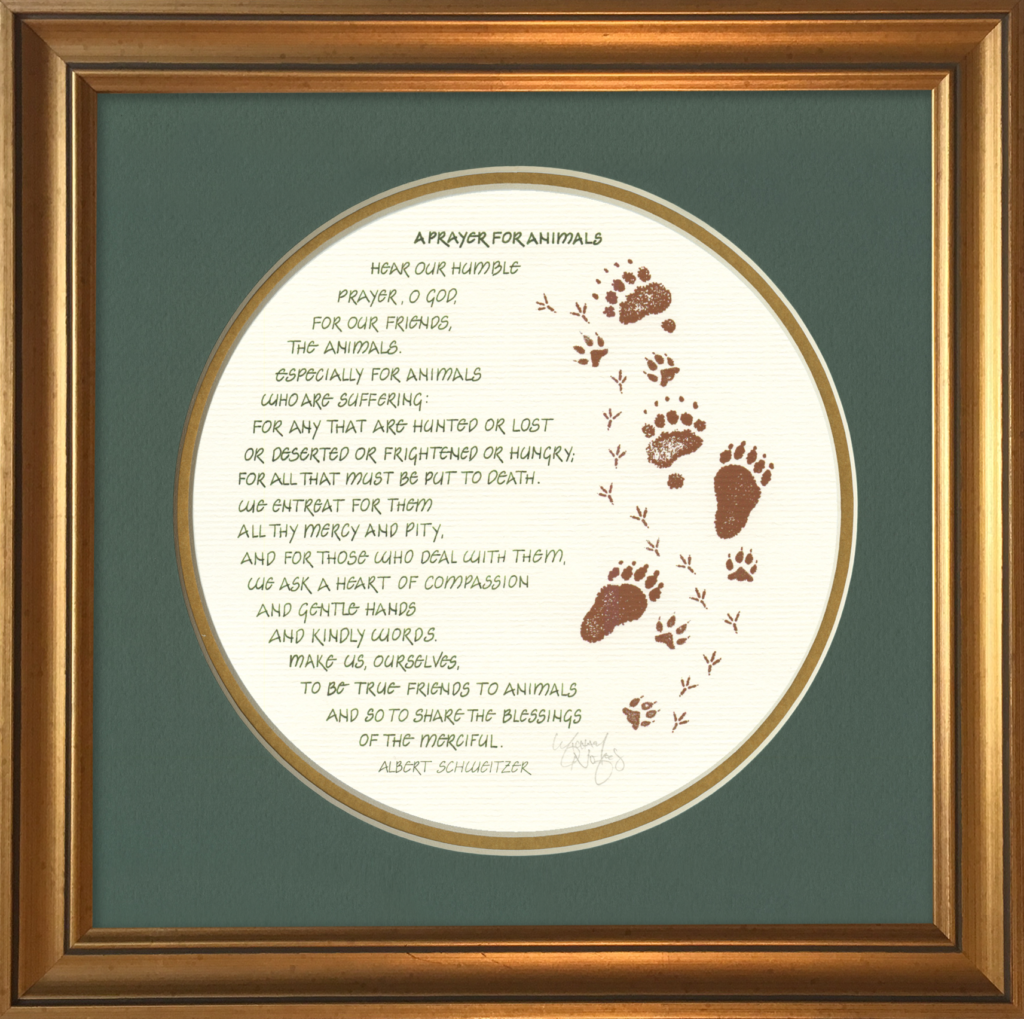 Prayer for Animals - Calligraphy by Michael Noyes