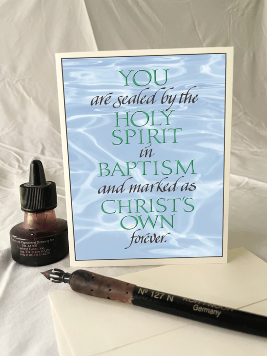 Baptism Card - Calligraphy by Michael Noyes