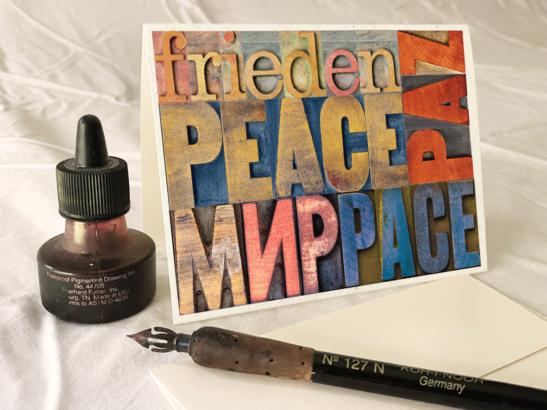 Peace in Many Different Languages Card - Calligraphy by Michael Noyes